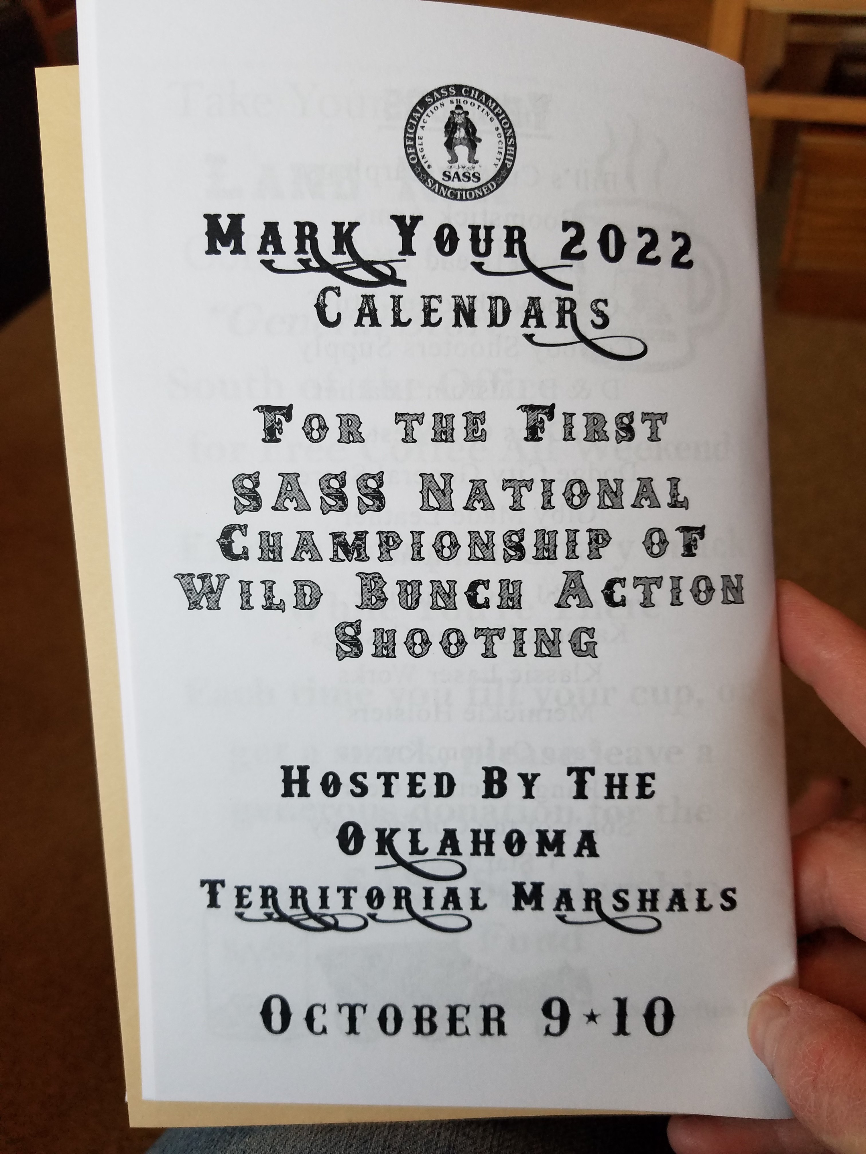 Dates for Nationals 2022.. - SASS Wire Saloon - SASS Wire Forum