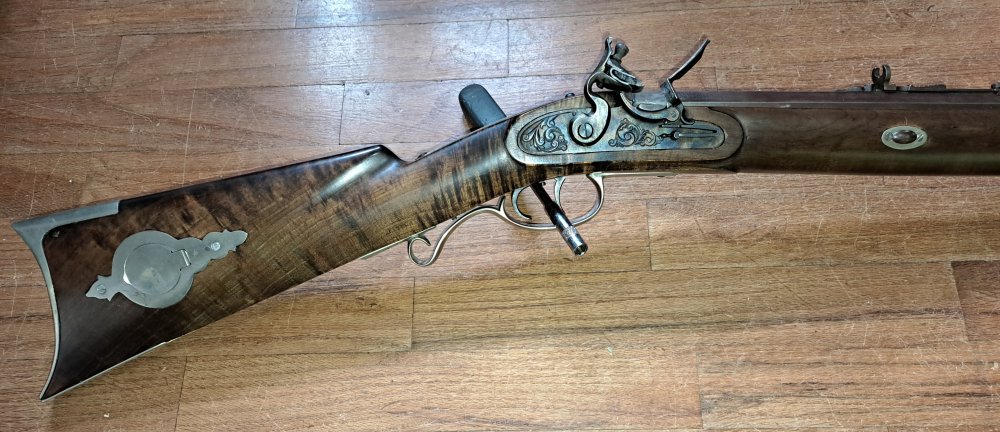 SOLD Gorgeous Custom Fullstocked .50 Flintlock Hawken Rifle - SASS Wire ...